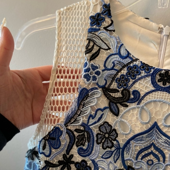 Alexis | Dresses | Alexis Riley Chambray Blue White Lace Embroidered ...